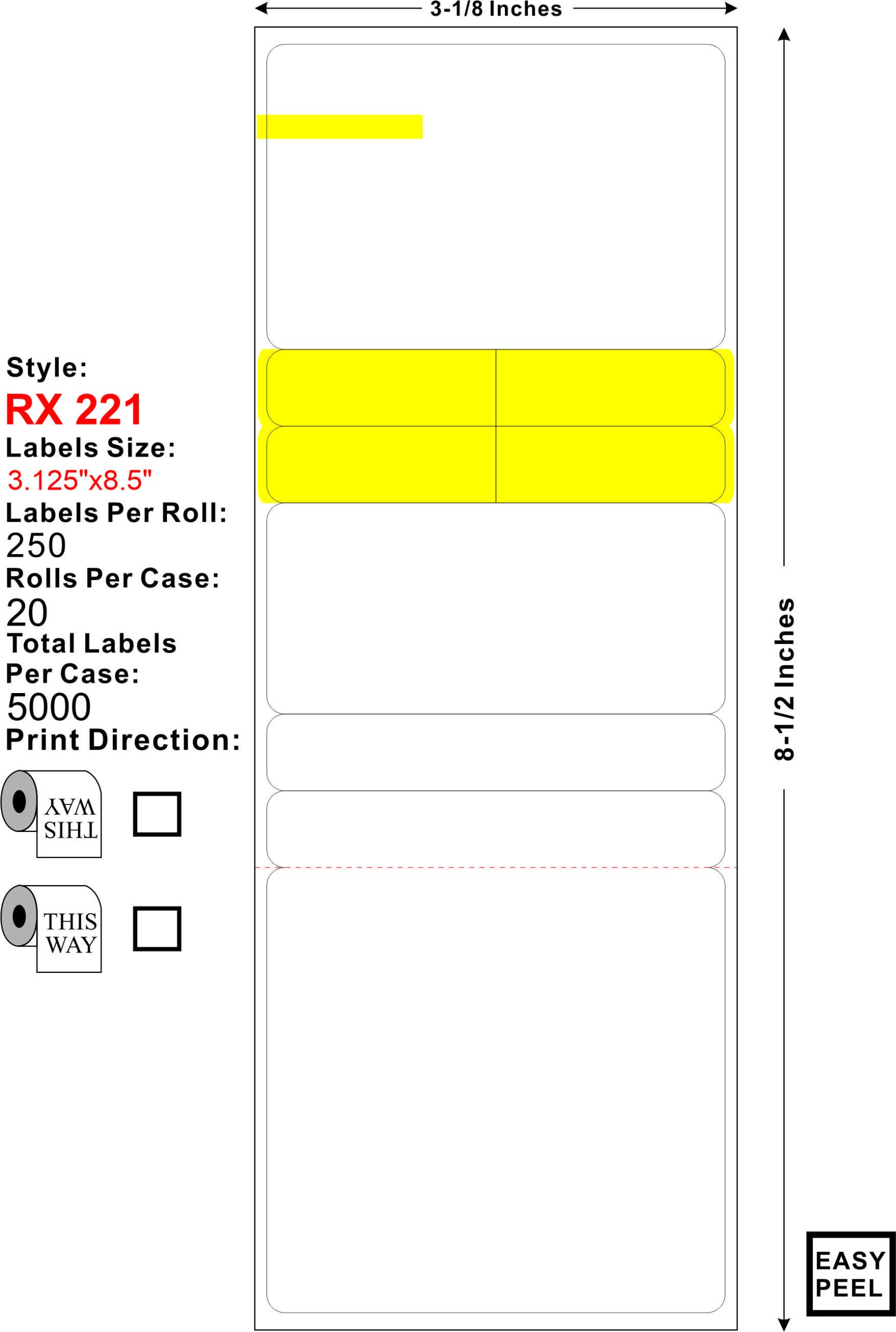 RX-221 – Standard Prescription Label 4,500 labels/case - Medicolor